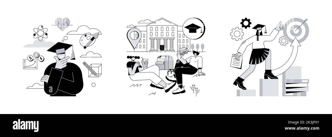 Student life abstract concept vector illustration set. College choice ...