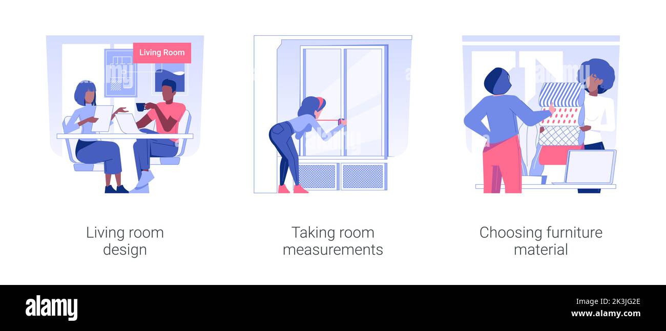 Interior rennovation isolated concept vector illustration set. Living ...