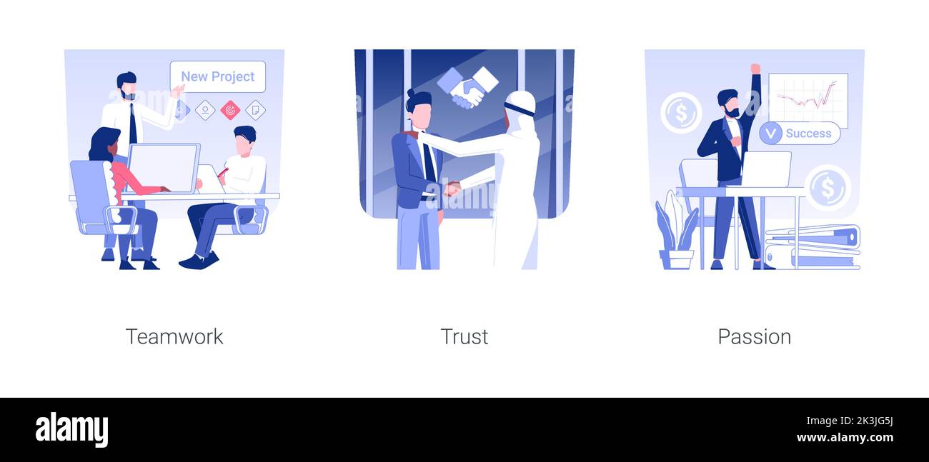 Corporate culture and values isolated concept vector illustration set ...