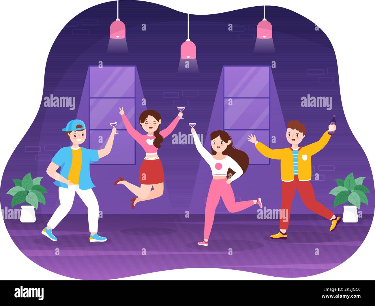 Wine Party Template Hand Drawn Cartoon Flat Illustration with People ...