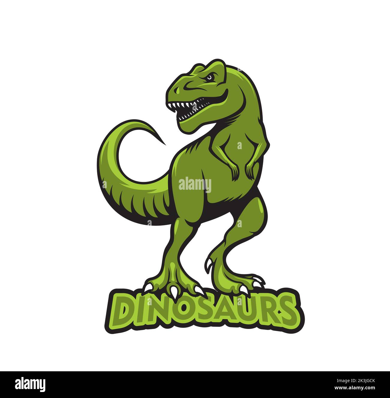 Tyrannosaur dinosaur mascot, isolated vector dino sport team emblem. T ...