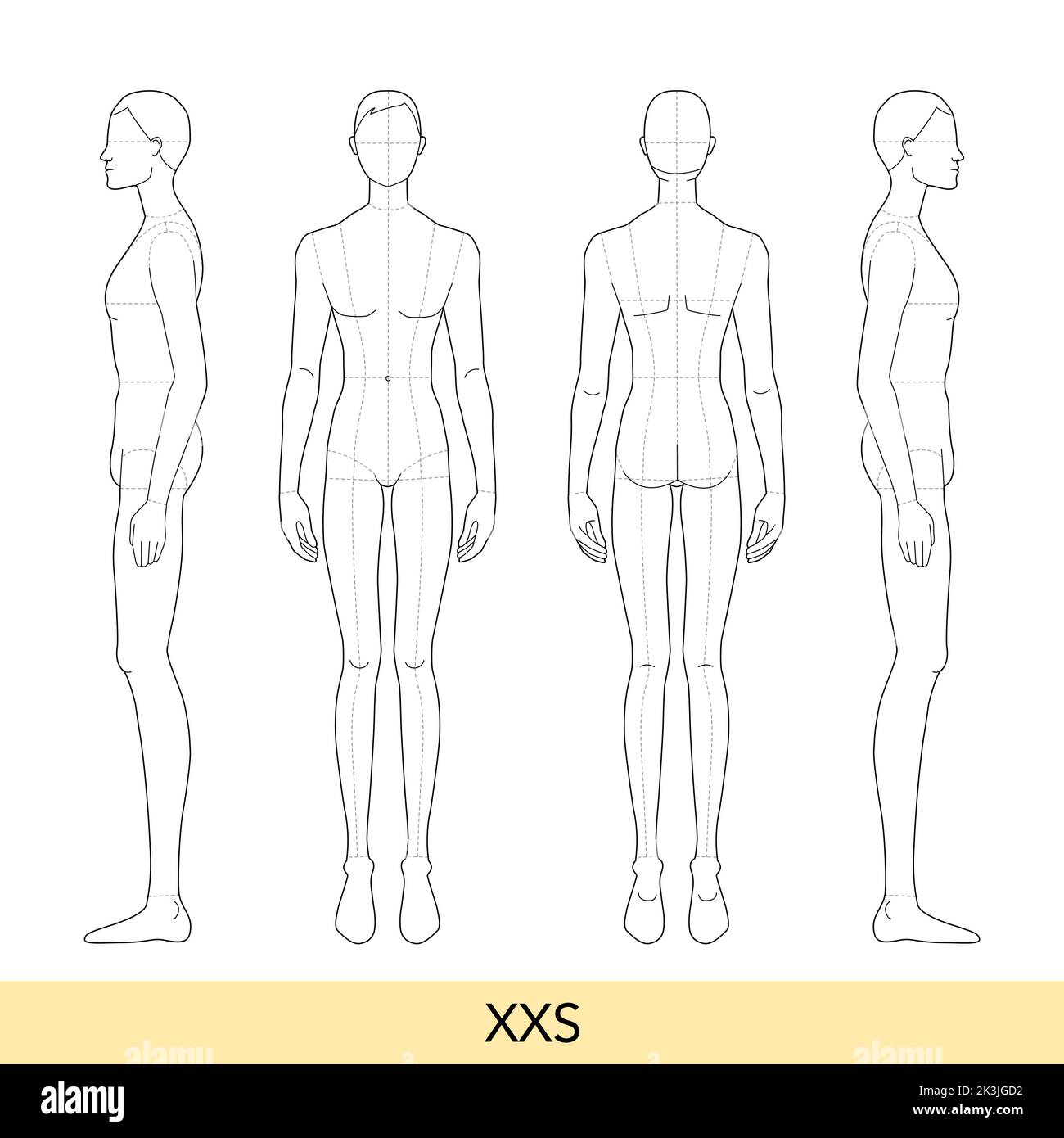 Set of XXS size Men Fashion template 9 nine head extra small size ...