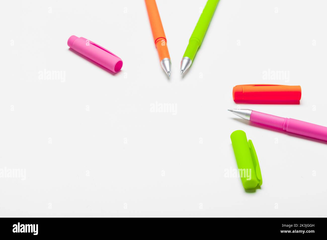 different colors pens isolated on the white background Stock Photo - Alamy