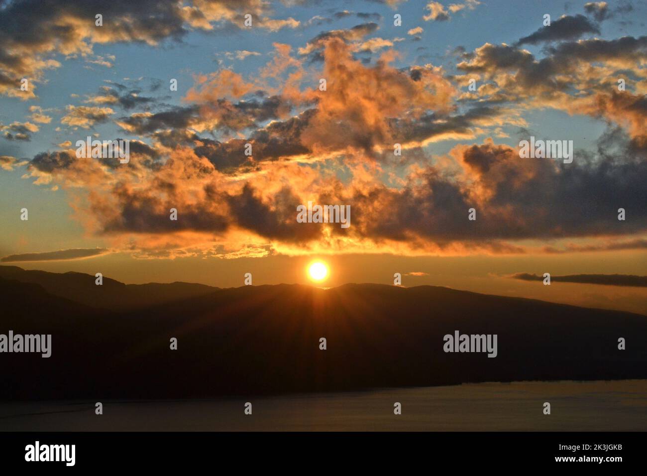 Sunset over Trichonida lake in Aetolia-Acarnania Stock Photo - Alamy