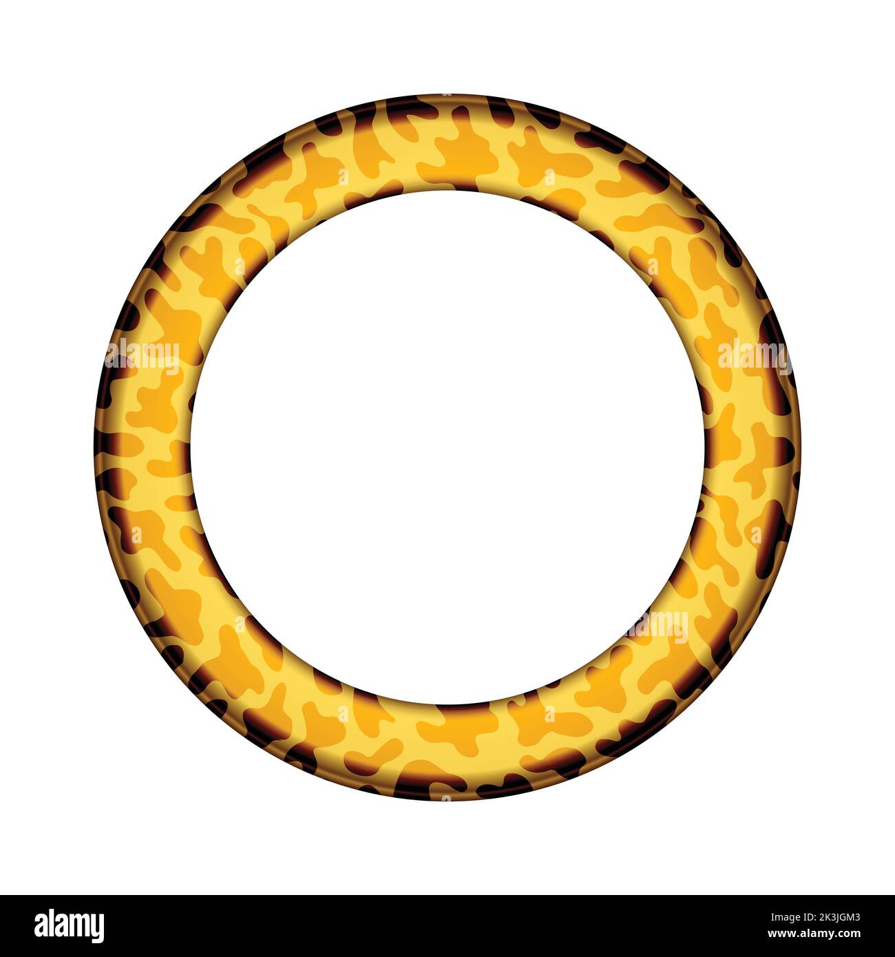 Decorative round border with animal print. Trendy leather skin. Golden ...