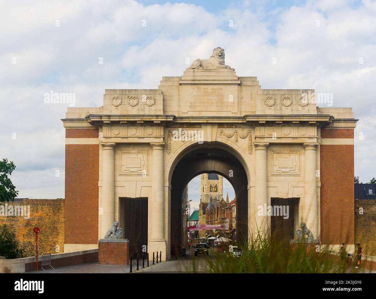View at Menin Gate Monument (World War Memorial) in Ypres, Belgium ...