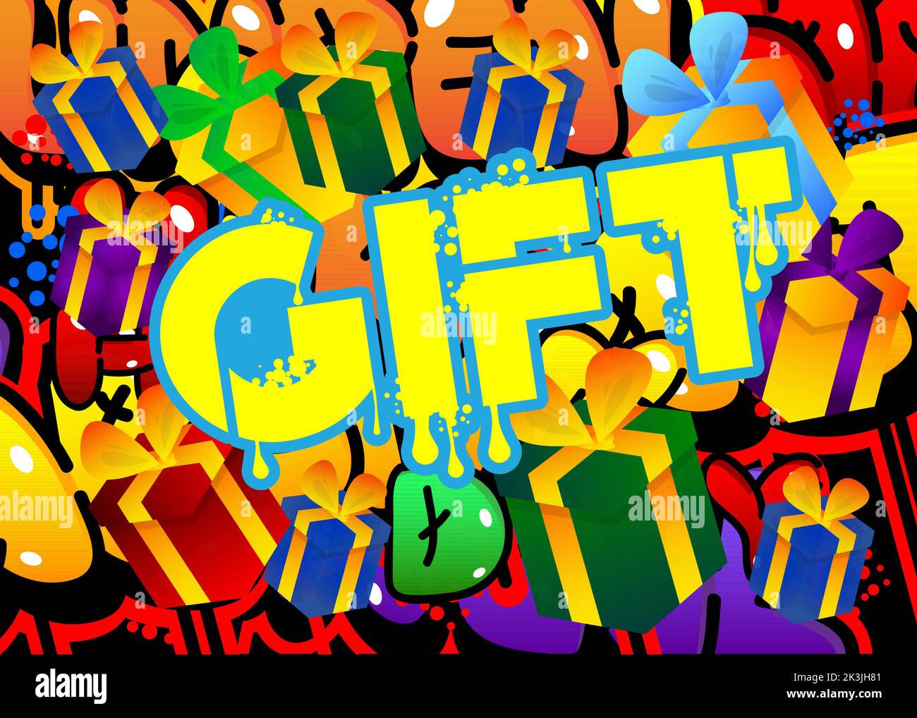 Gift. Graffiti tag. Abstract modern street art decoration performed in ...