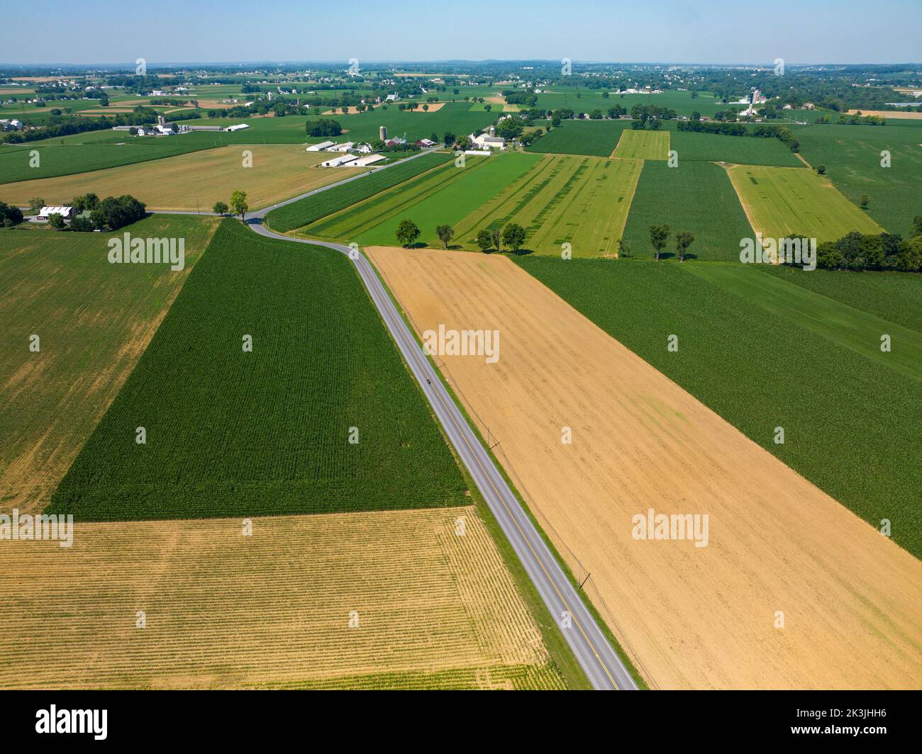 An aerial view of fields in the countryside area Stock Photo - Alamy