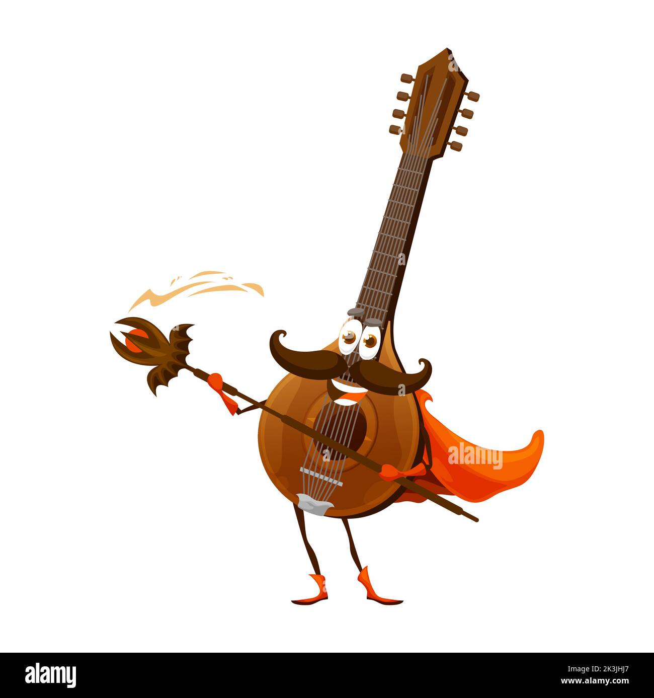 Cartoon mandolin magician character, isolated vector evil mage string ...