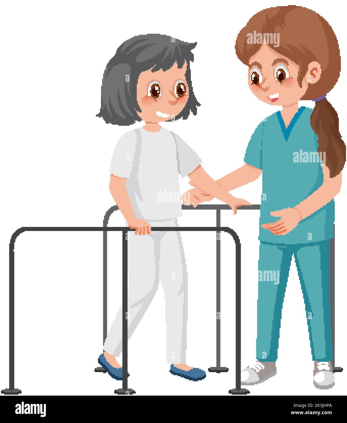 Nurse with patient cartoon character illustration Stock Vector Image ...