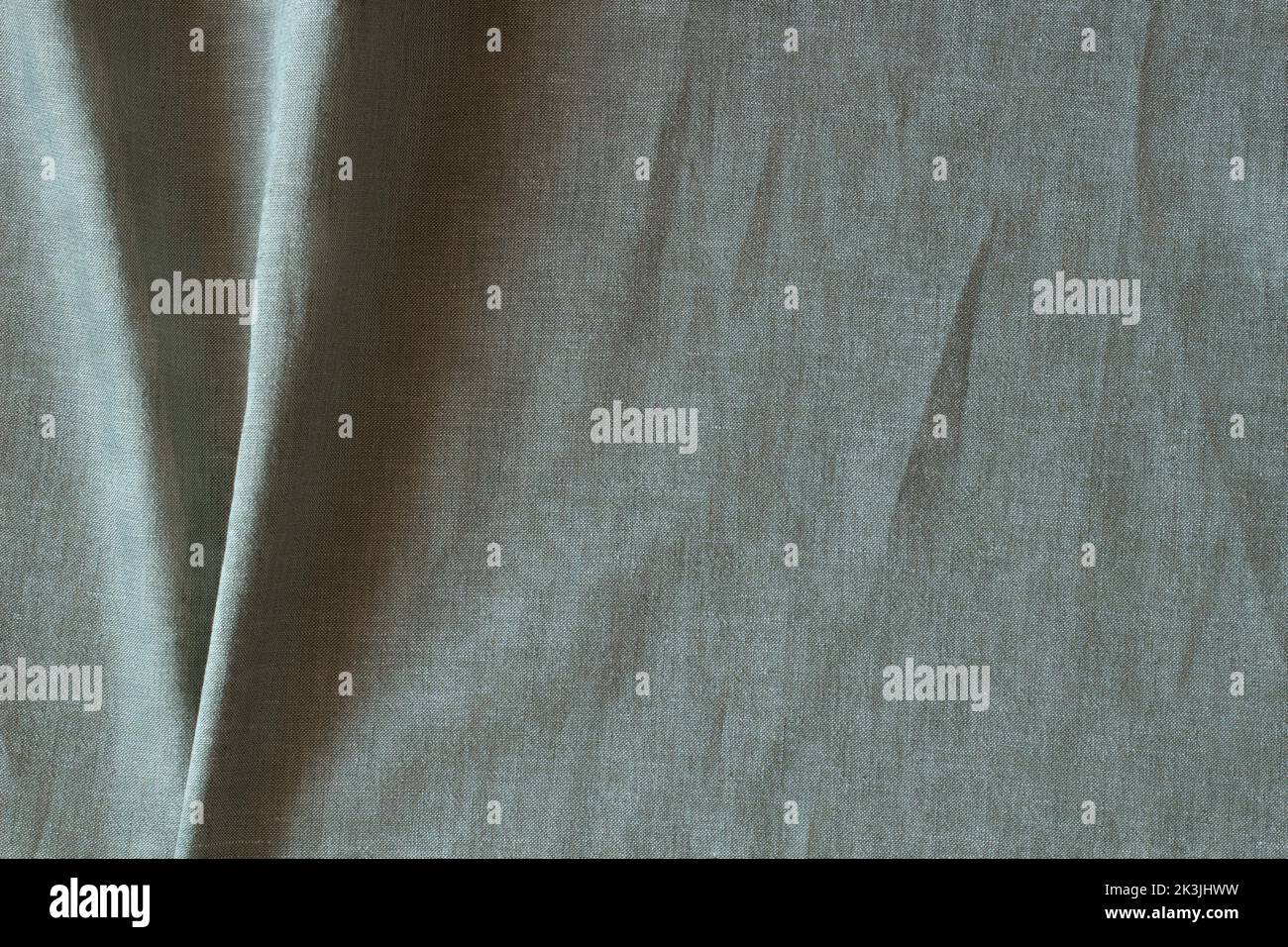 Abstract crumpled linen fabric texture background. Natural pale green ...