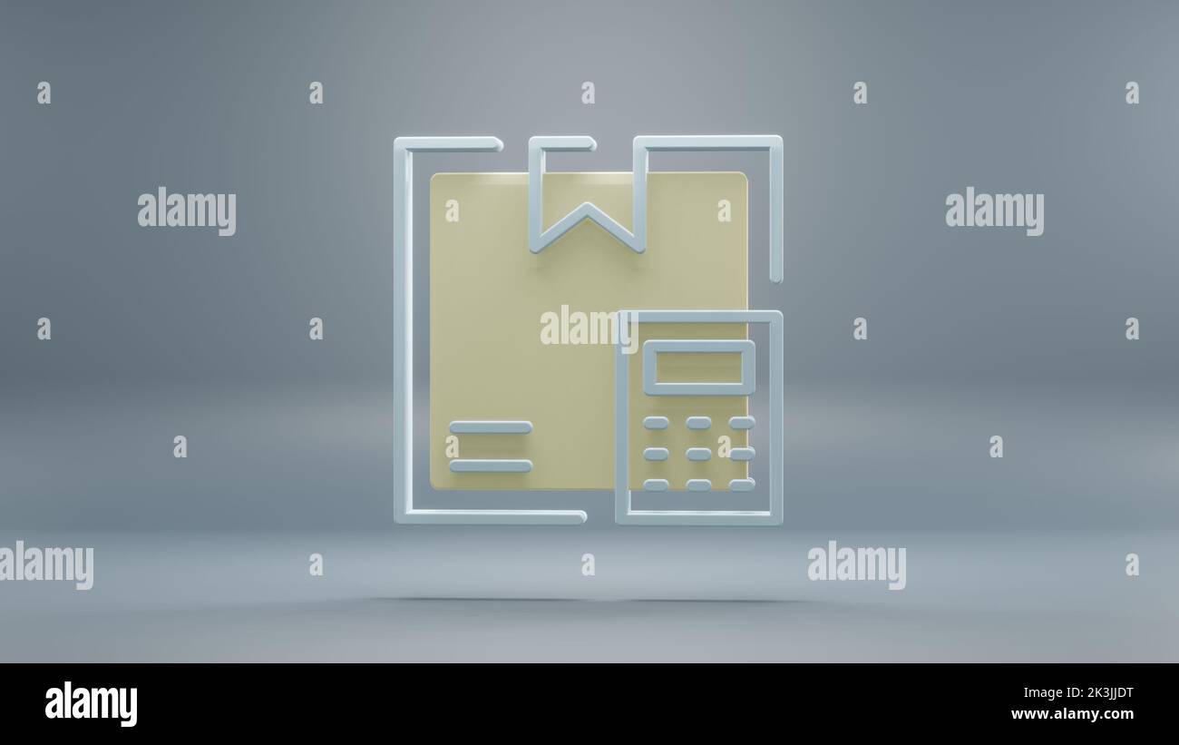 Beautiful abstract Delivery Box Calculator yellow light symbol icons on ...