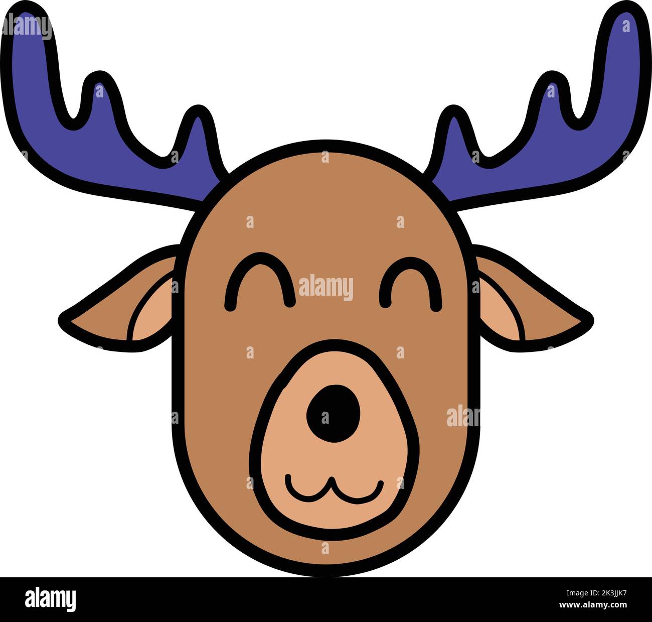 Hand Drawn cute happy reindeer face illustration isolated on background ...