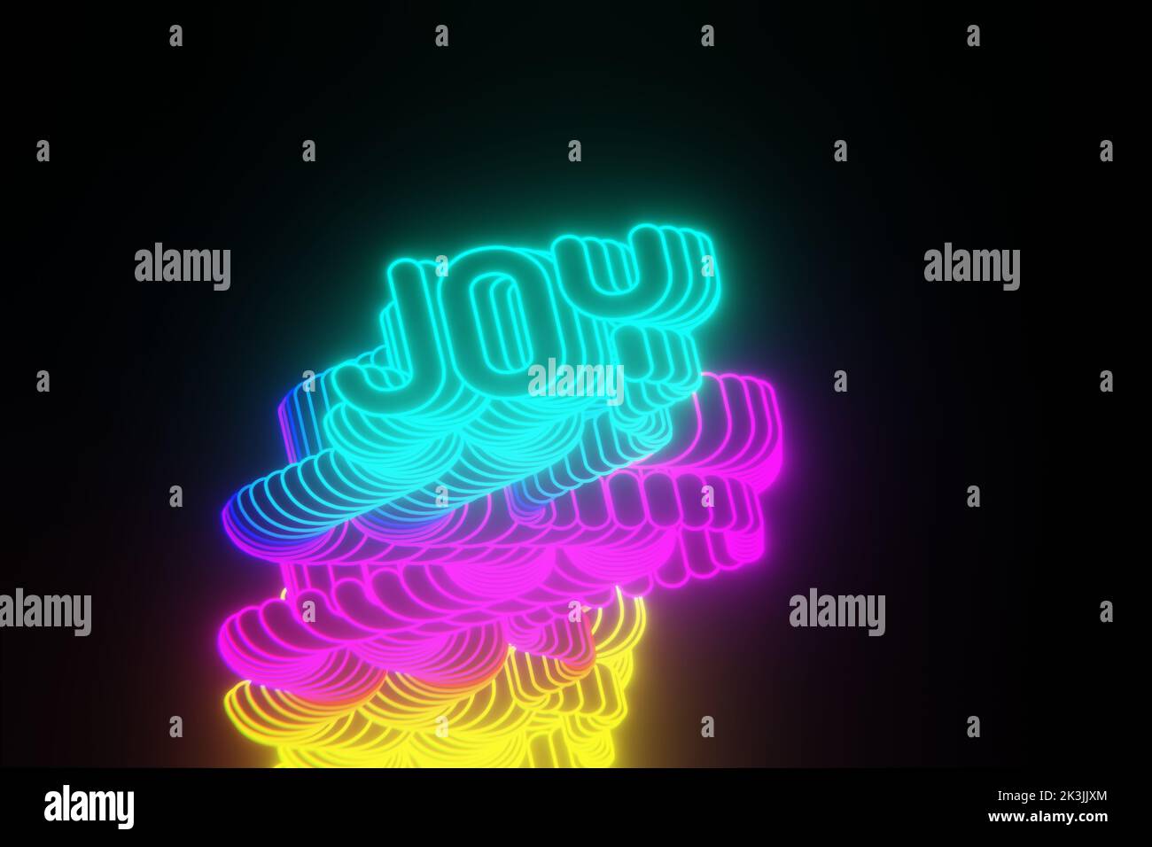 Beautiful Abstract neon background words JOY on a black background. 3d ...