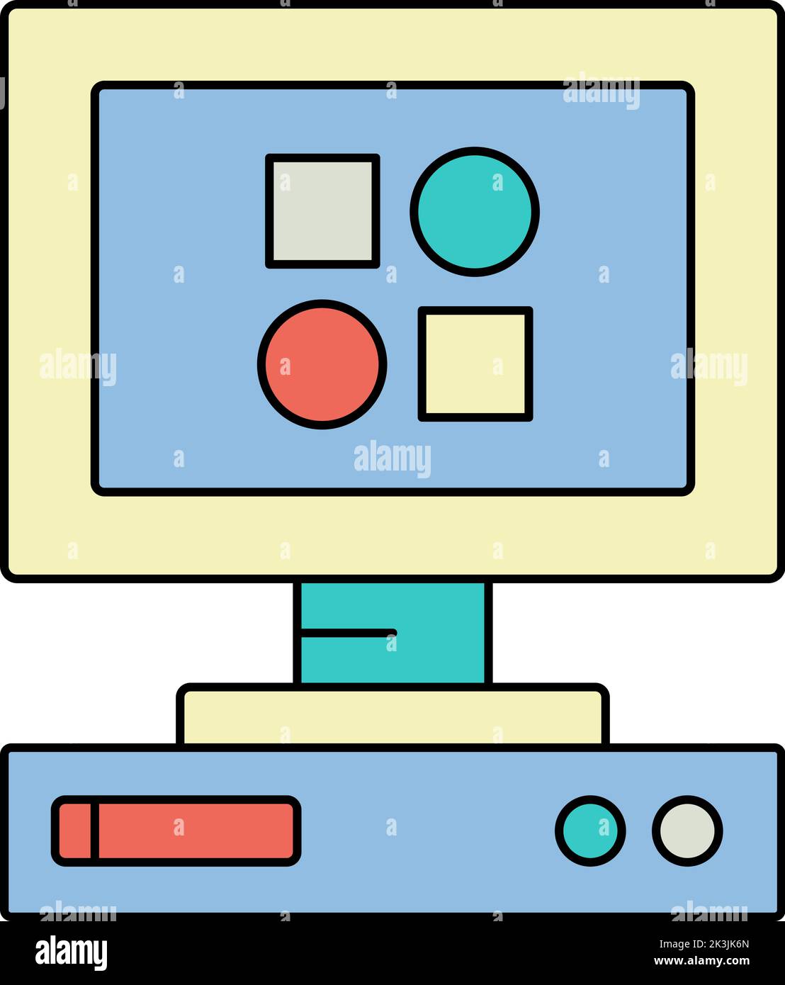 Old computer monitor vector. Retro pc icon. Vintage desktop, personal ...