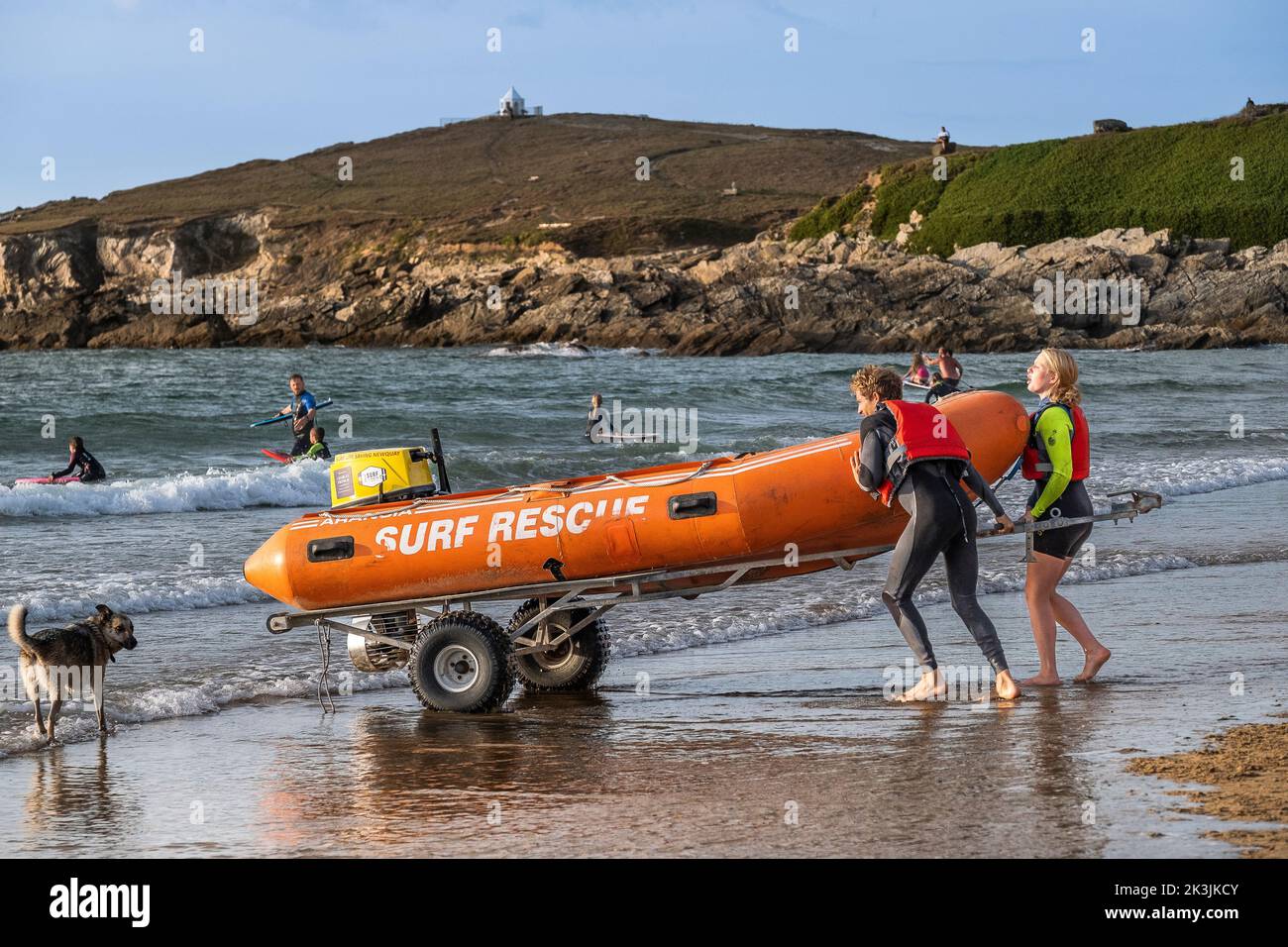 Members of Newquay Surf Life Saving Club launching an Arancia-class ...