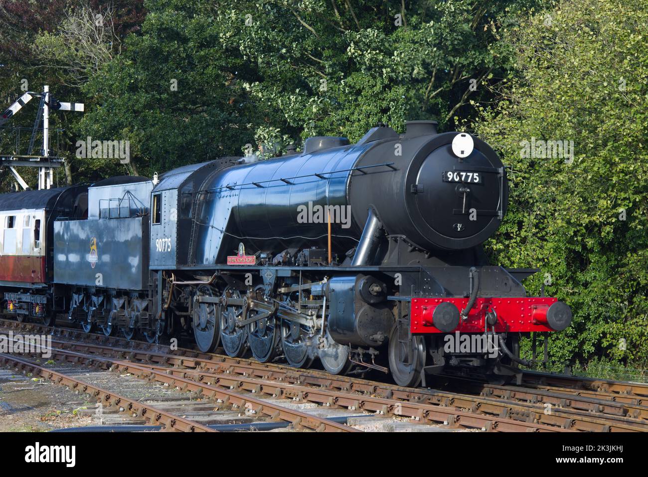 Steam locomotive WD 2-10-0 – 90775 ‘The Royal Norfolk Regiment’ pulling ...