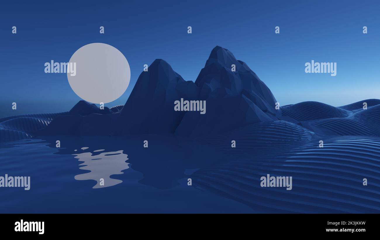 Beautiful Abstract landscapes montane strange moon light desert dunes ...