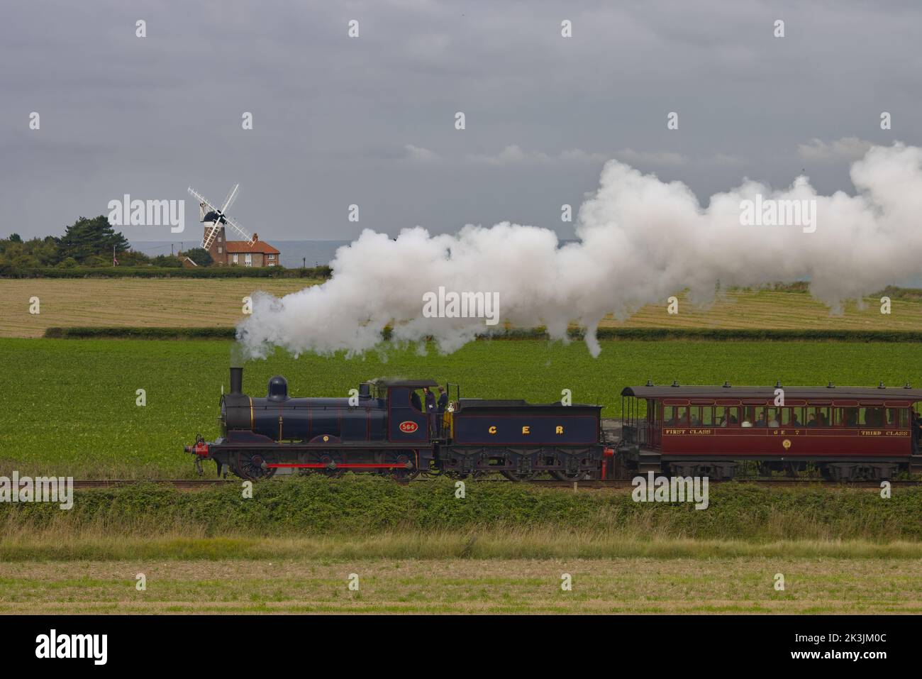 Steam locomotive GER Y14 0-6-0 – 564 pulling a train with the Wisbech ...