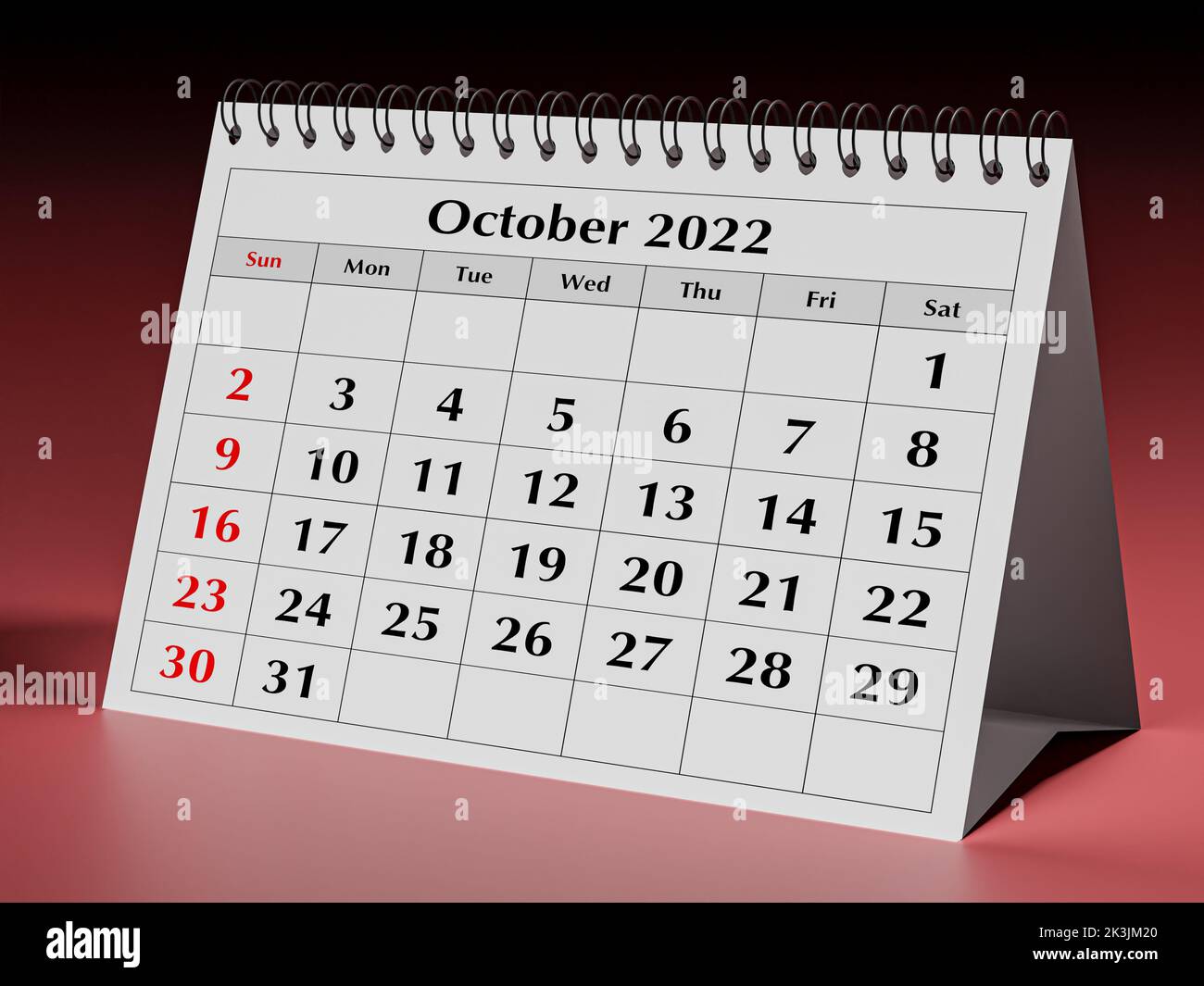 One page of the annual business desk monthly calendar. Date - month ...