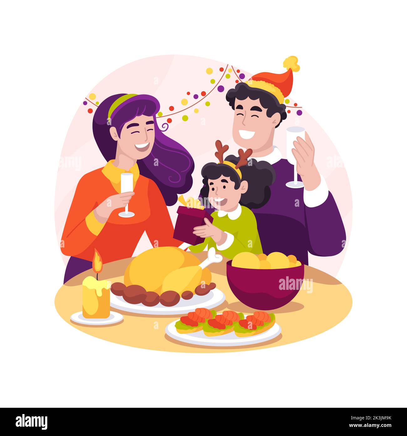 Festive dinner isolated cartoon vector illustration Stock Vector Image ...