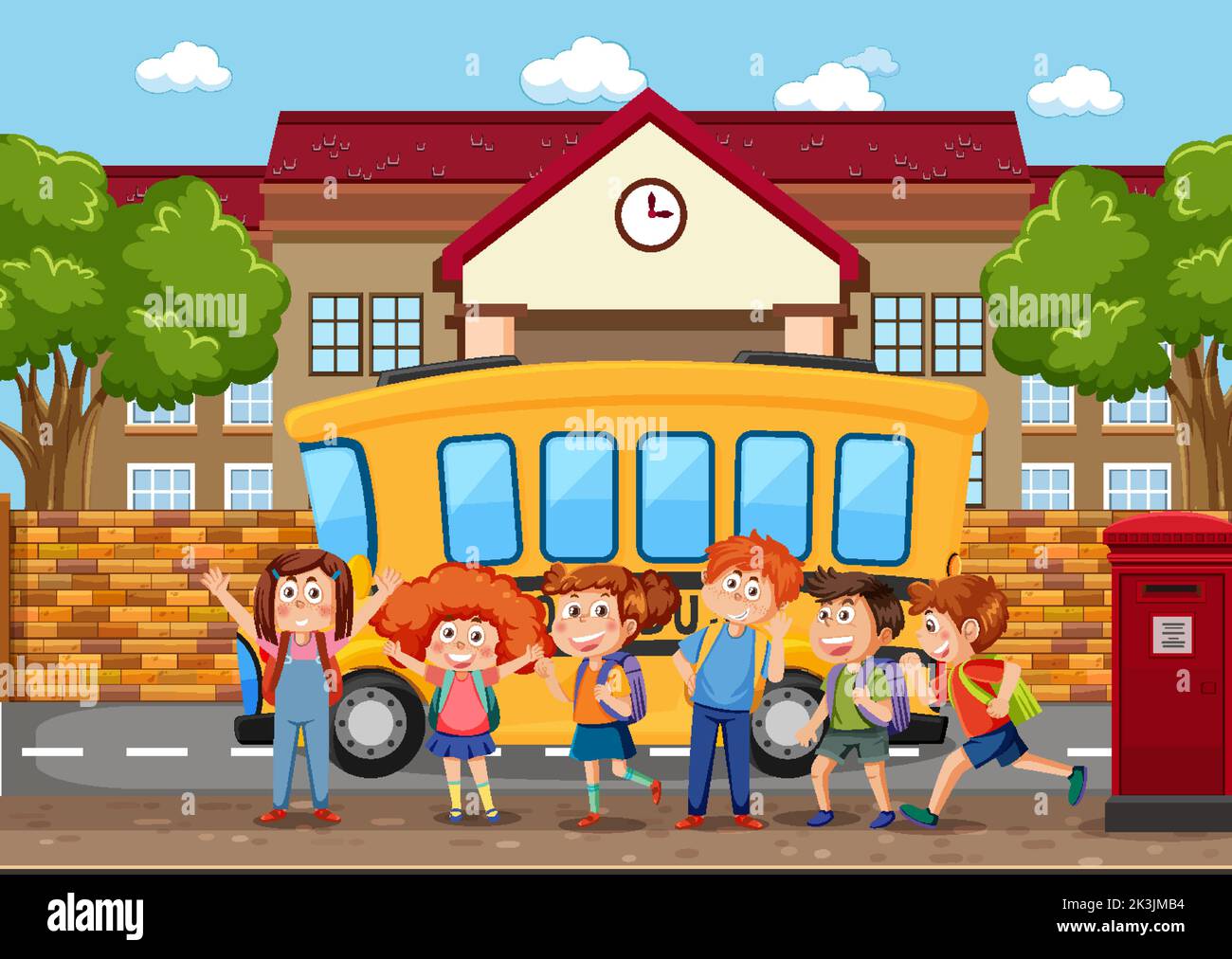 Happy children at school illustration Stock Vector Image & Art - Alamy