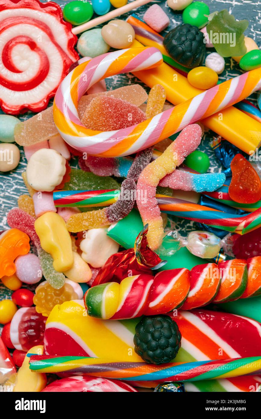 Different colorful fruit candy Stock Photo - Alamy