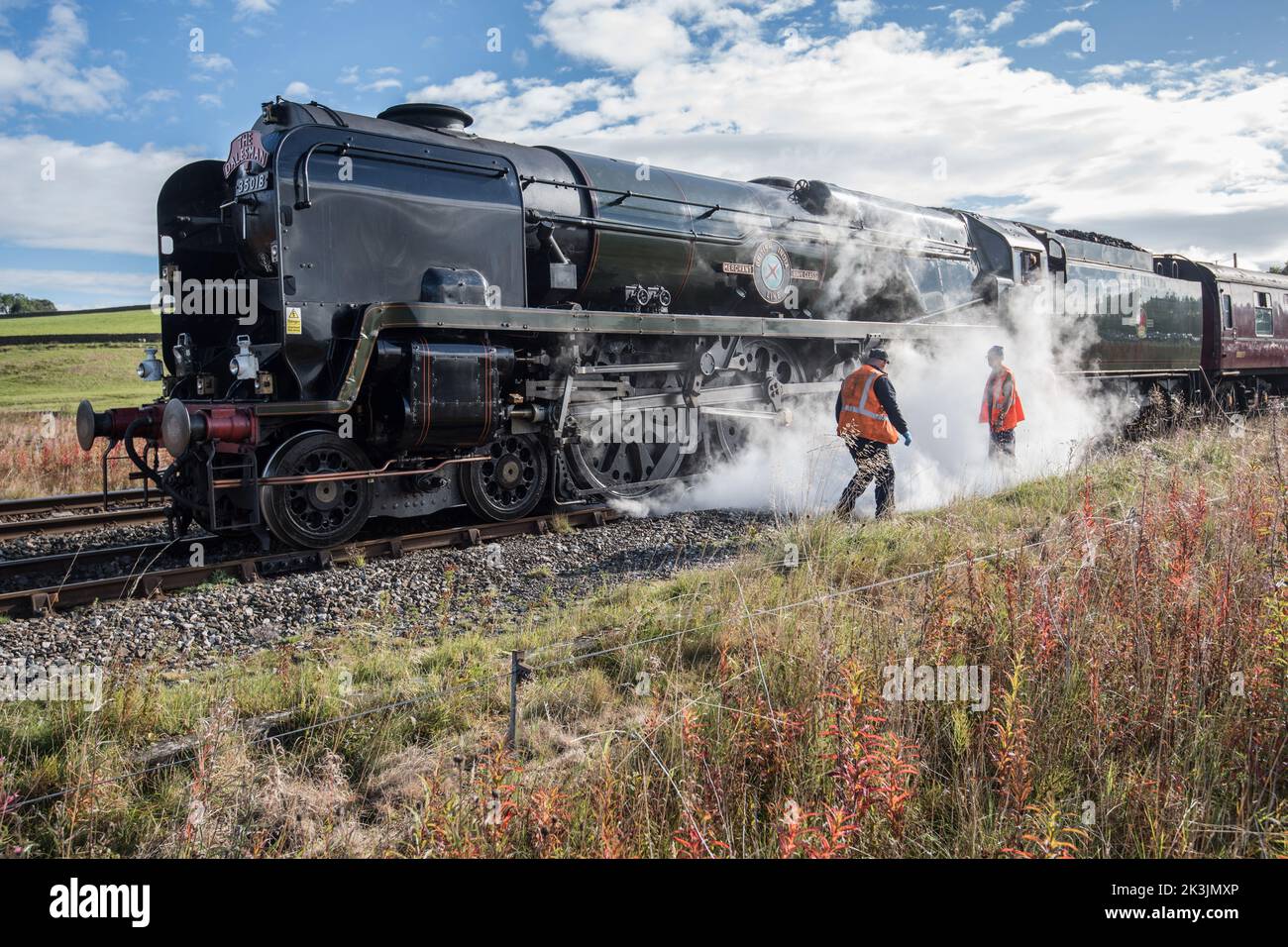 35018 British India Line preserved steam locomotive on the Settle ...