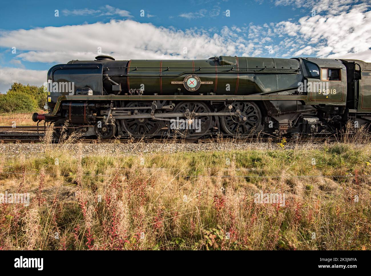 35018 British India Line preserved steam locomotive on the Settle ...