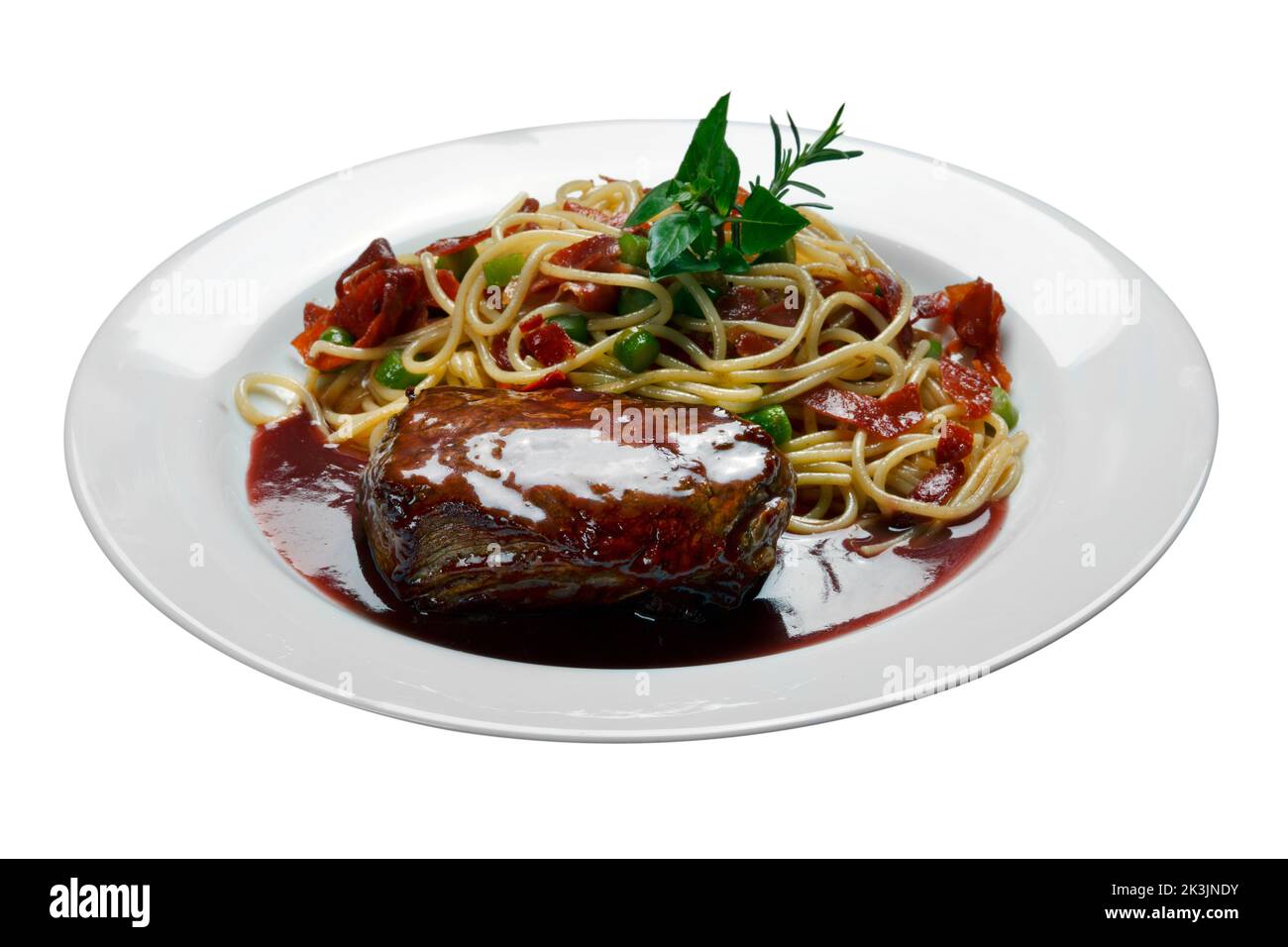 Filet mignon with pasta Stock Photo - Alamy