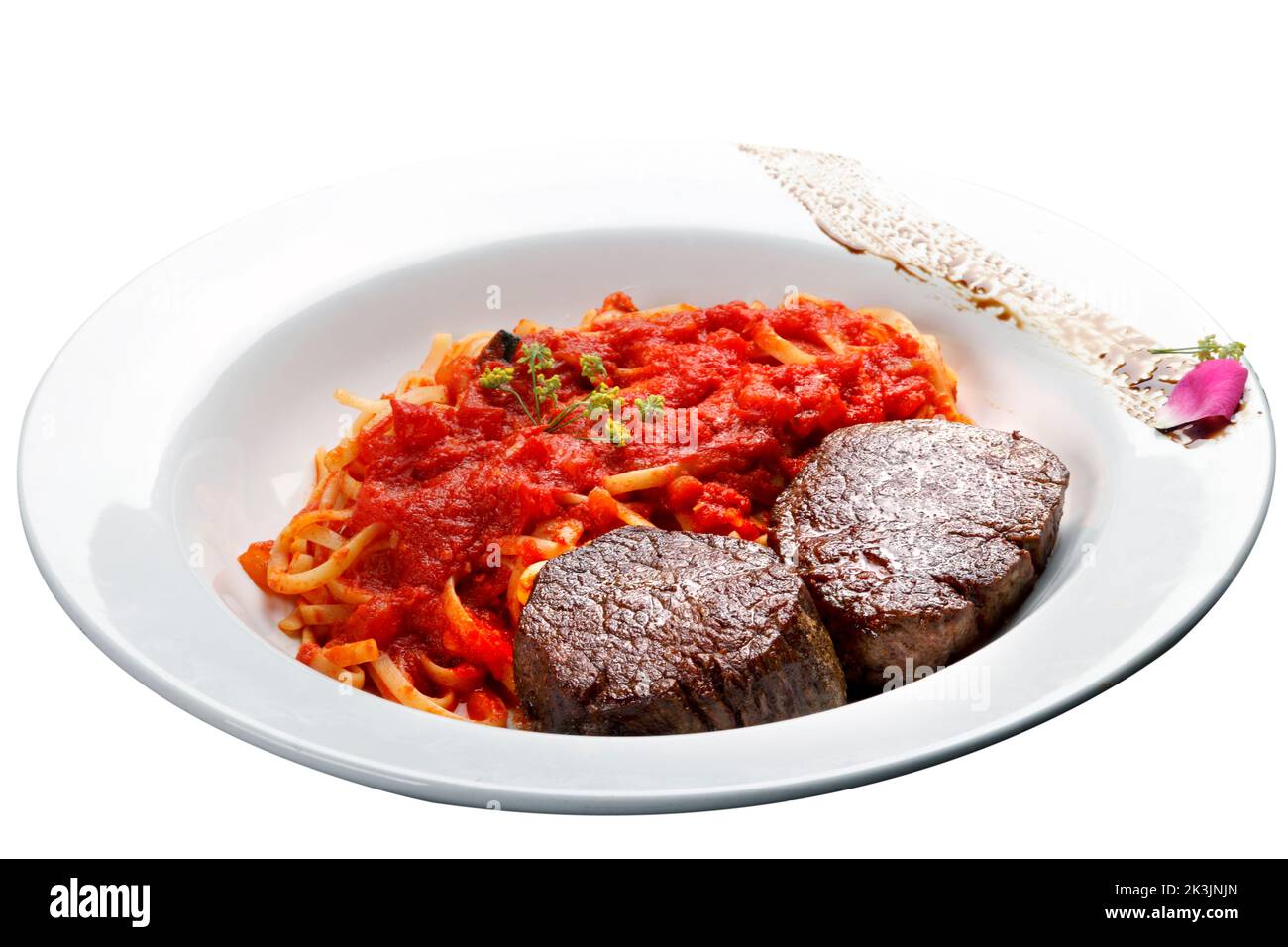Filet mignon with pasta Stock Photo - Alamy