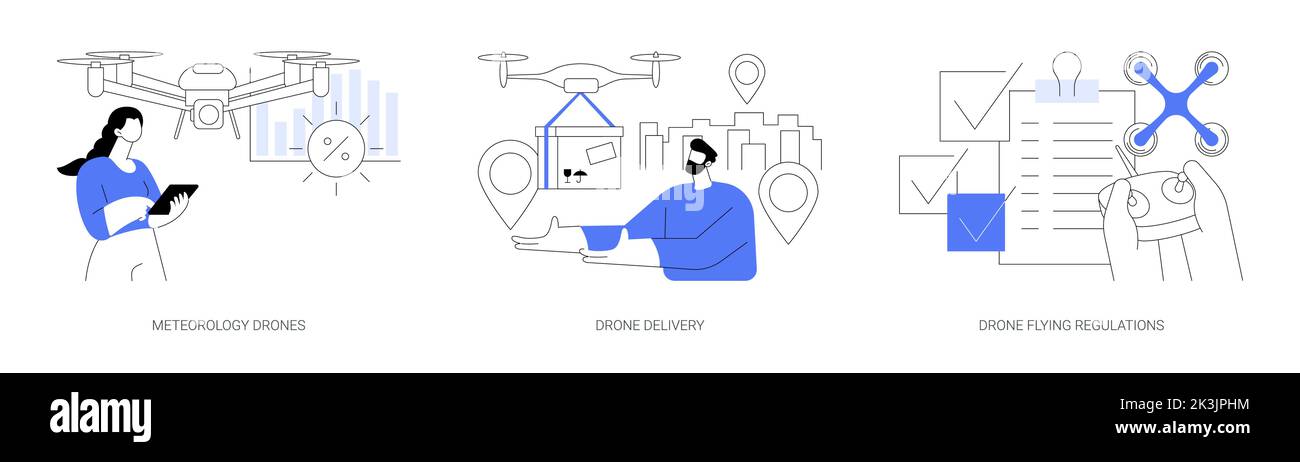 Autonomous aircraft use abstract concept vector illustrations Stock ...
