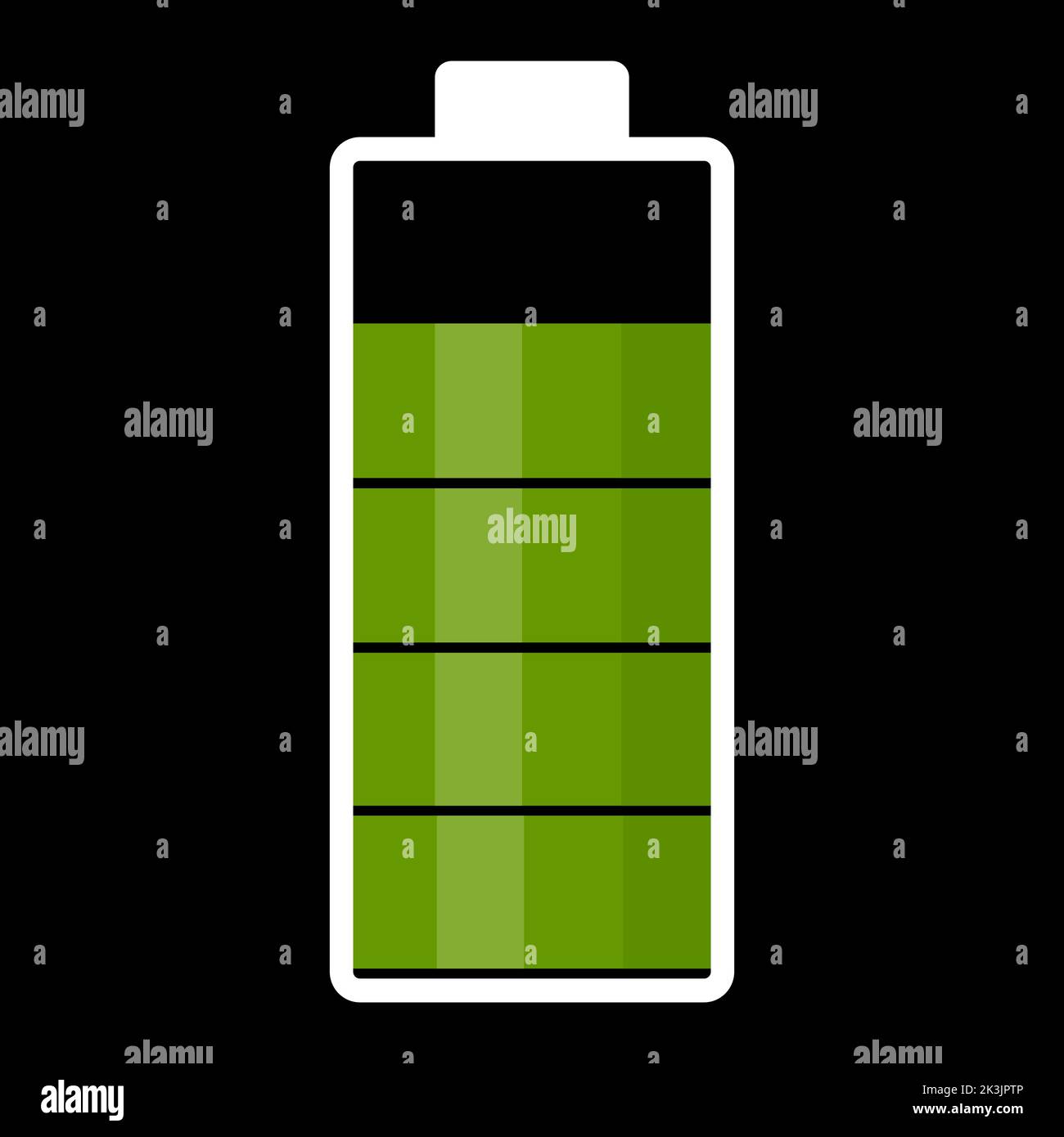 An illustration of a nearly full battery charge. Green color. Vector ...