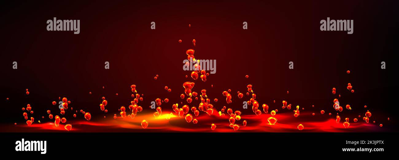 Boiling water, abstract background with red bubbles flying up from ...