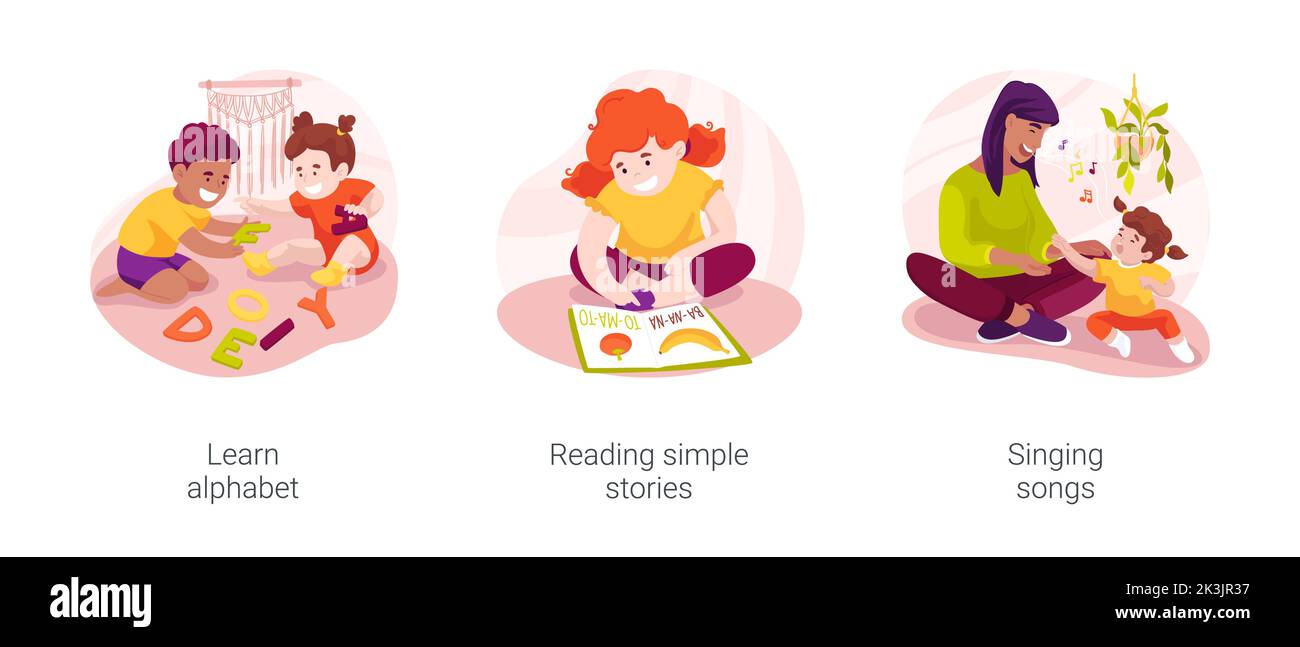 Language skills in early education isolated cartoon vector illustration ...