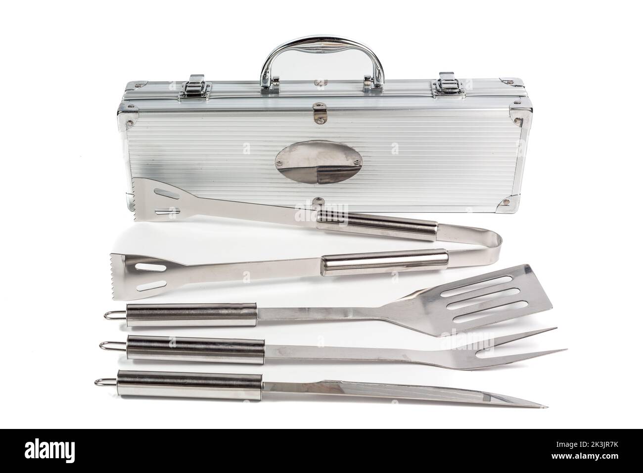 A barbeque set with a case isolated on a white background Stock Photo ...