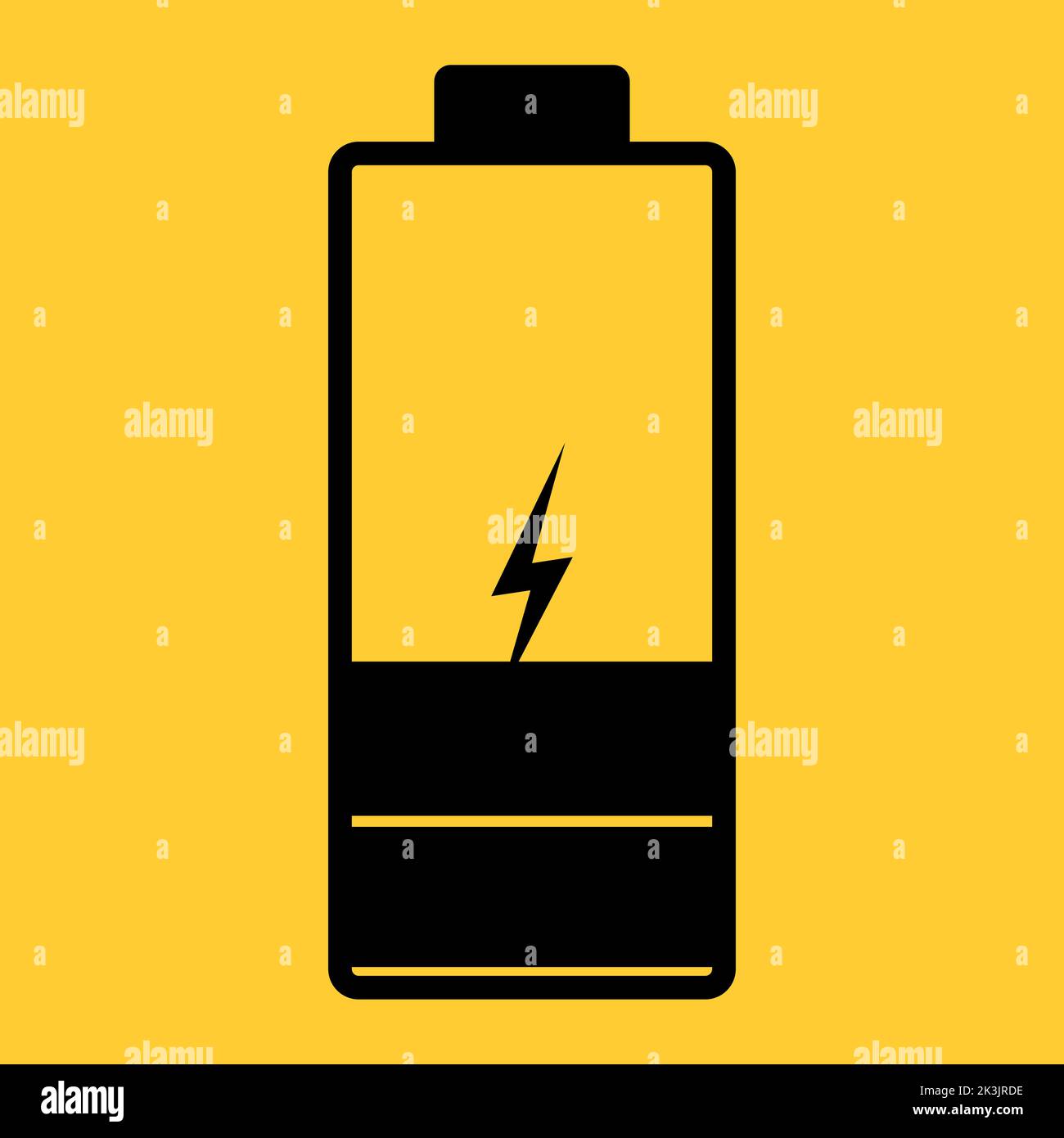 An illustration of a discharging battery. Black and yellow colors ...