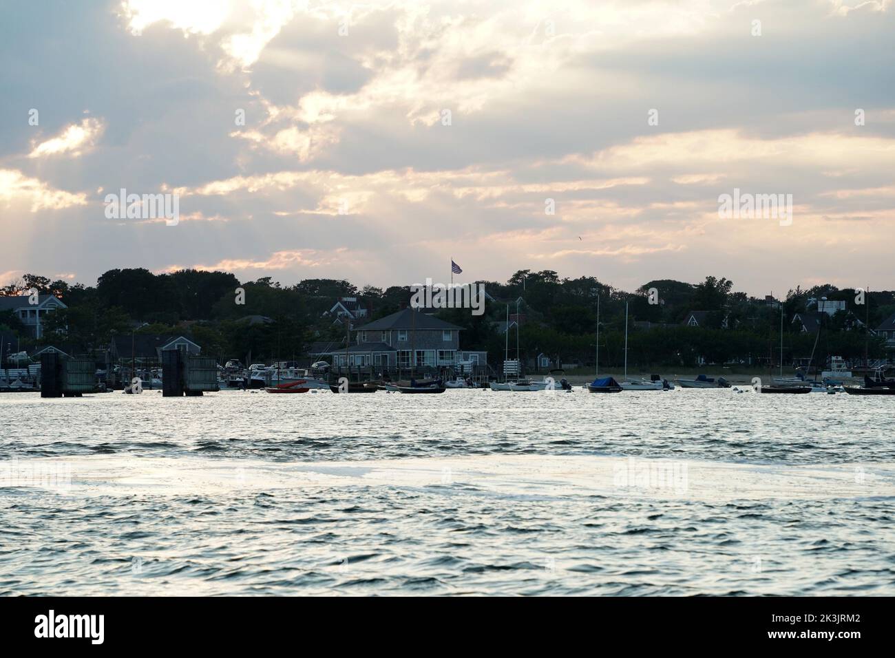 nantucket harbor view at sunset panorama Stock Photo - Alamy