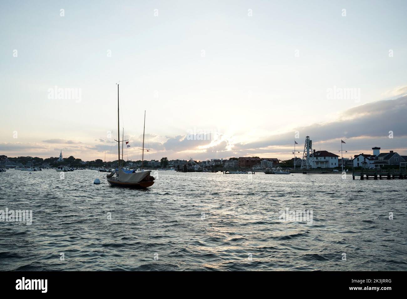 nantucket harbor view at sunset panorama Stock Photo - Alamy