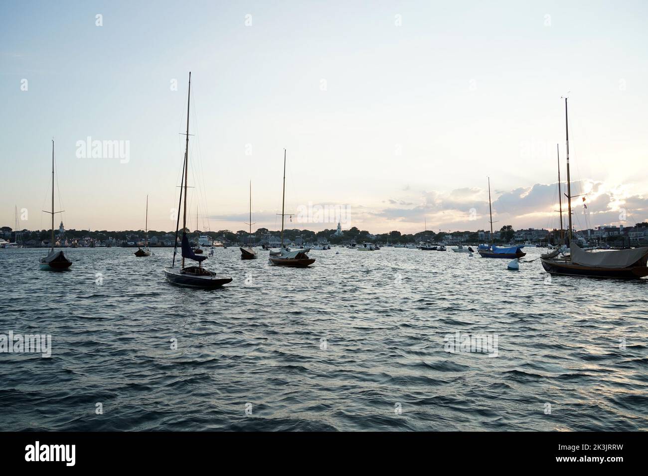 nantucket harbor view at sunset panorama Stock Photo - Alamy