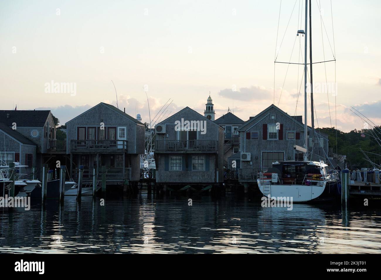 nantucket harbor view at sunset panorama Stock Photo - Alamy
