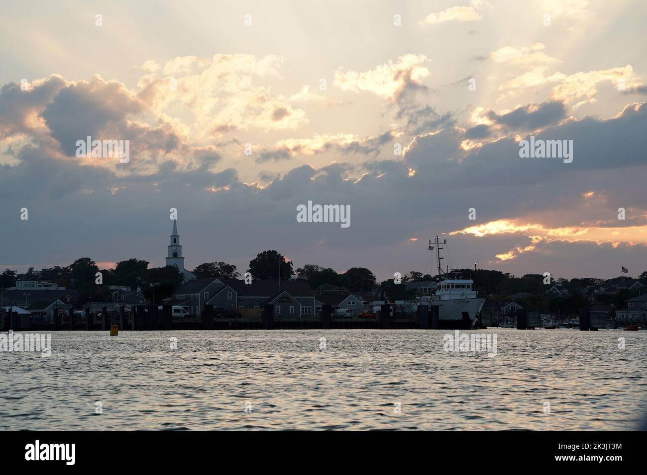 nantucket harbor view at sunset panorama Stock Photo - Alamy