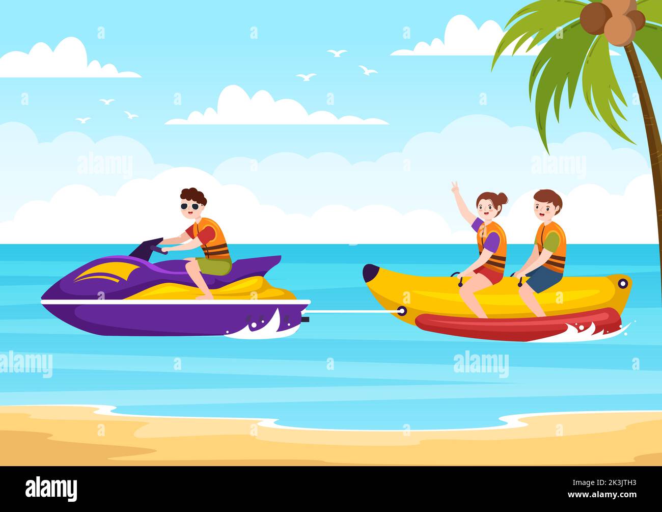 Kids playing in the sea Stock Vector Images - Alamy