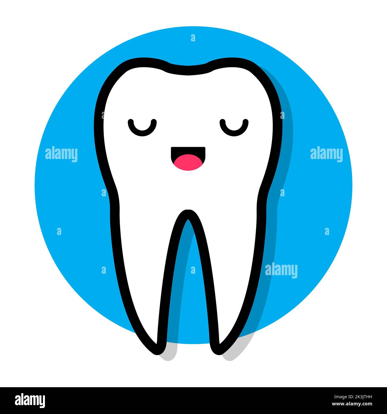 Cartoon flat illustration of smiling white tooth. Cute baby kawaii ...