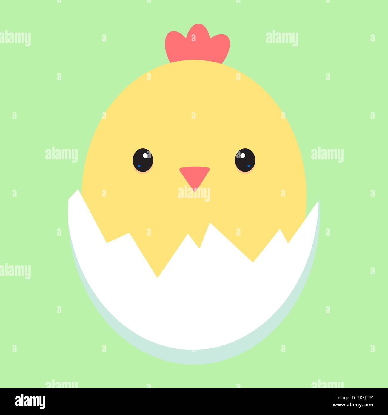 Birthday card. Yellow chicken in a shell. Children's print. Vector ...
