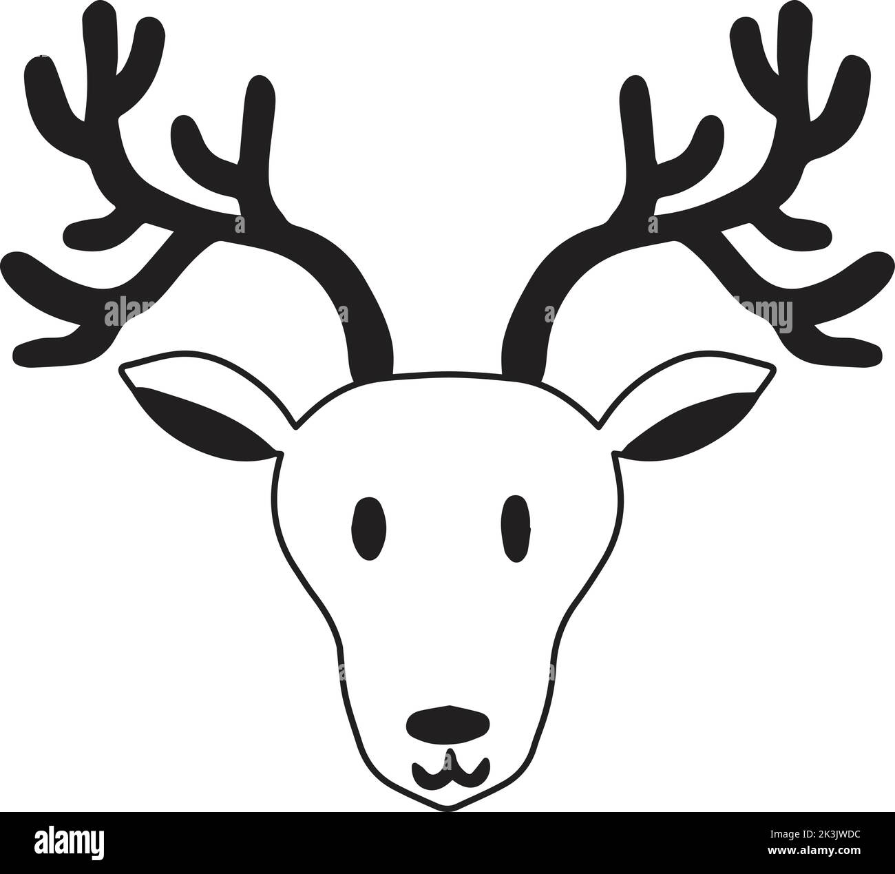 Hand Drawn cute happy reindeer face illustration isolated on background ...