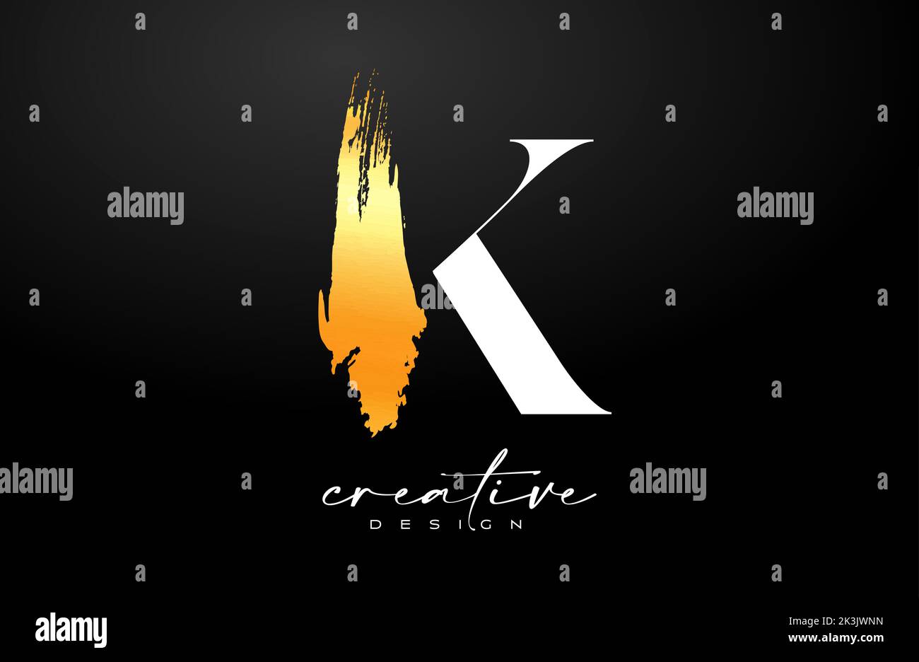 Golden Letter K logo desgn with Artistic Colorful Blue Purple ...