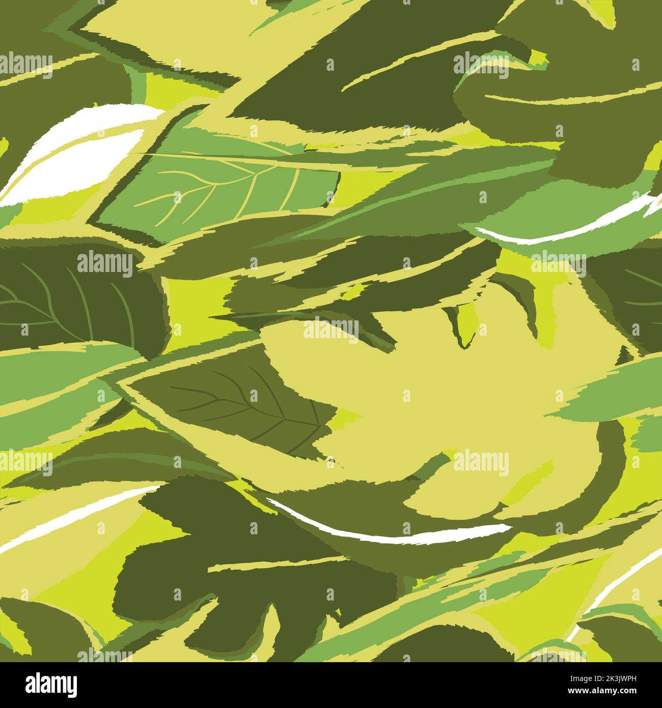 Floral seamless with hand drawn color exotic monstera leaves. Cute ...