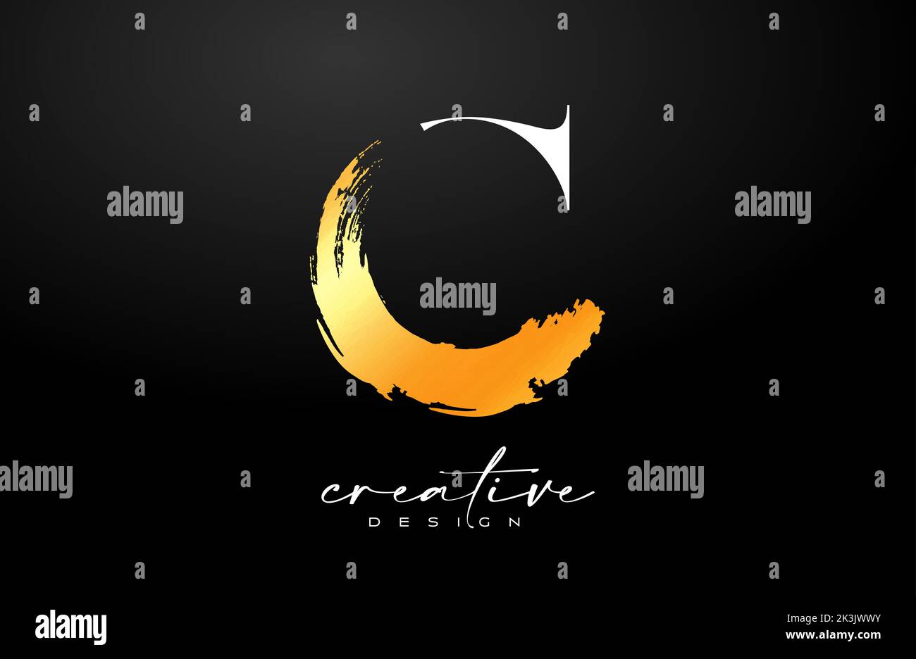 Golden Letter C logo desgn with Artistic Colorful Blue Purple ...