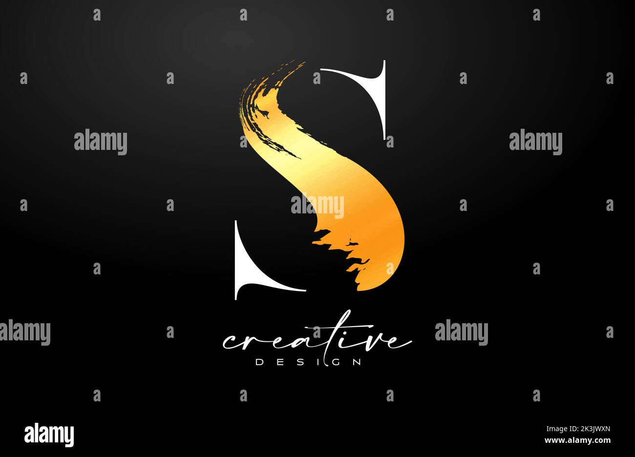 Golden Letter S logo desgn with Artistic Colorful Blue Purple ...